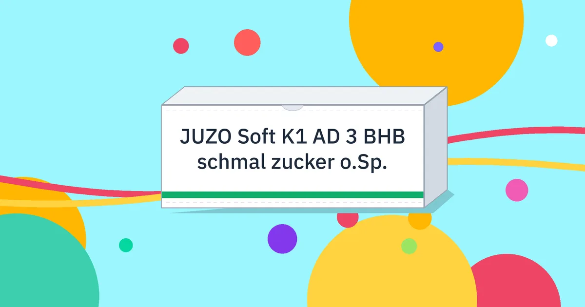 Symbolbild: Packung mit der Aufschrift JUZO Soft K1 AD 3 BHB schmal zucker o.Sp. (PZN 15462775) – Verfügbarkeit und Bezug in Apotheken in Frankfurt am Main
