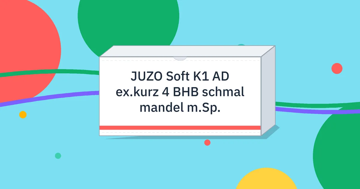 Symbolbild: Packung mit der Aufschrift JUZO Soft K1 AD ex.kurz 4 BHB schmal mandel m.Sp. (PZN 15462568) – Verfügbarkeit und Bezug in Apotheken in Frankfurt am Main
