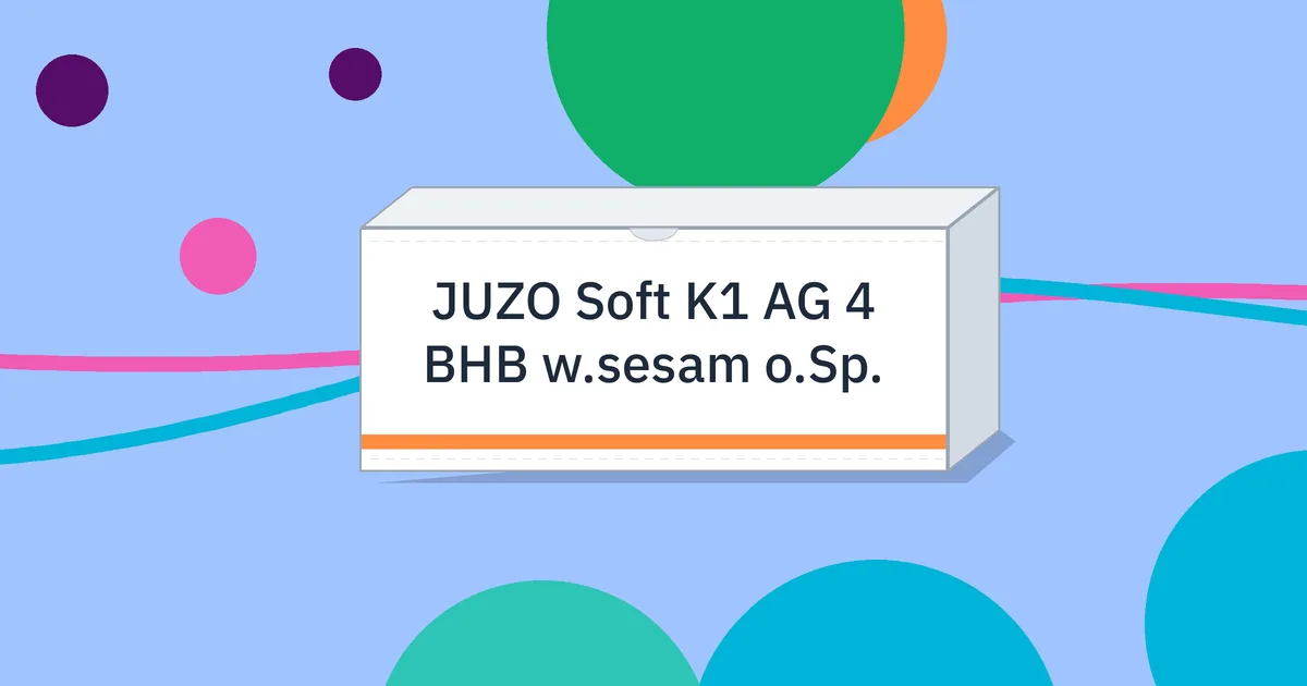 Symbolbild: Packung mit der Aufschrift JUZO Soft K1 AG 4 BHB w.sesam o.Sp. (PZN 14837411) – Verfügbarkeit und Bezug in Apotheken in Frankfurt am Main
