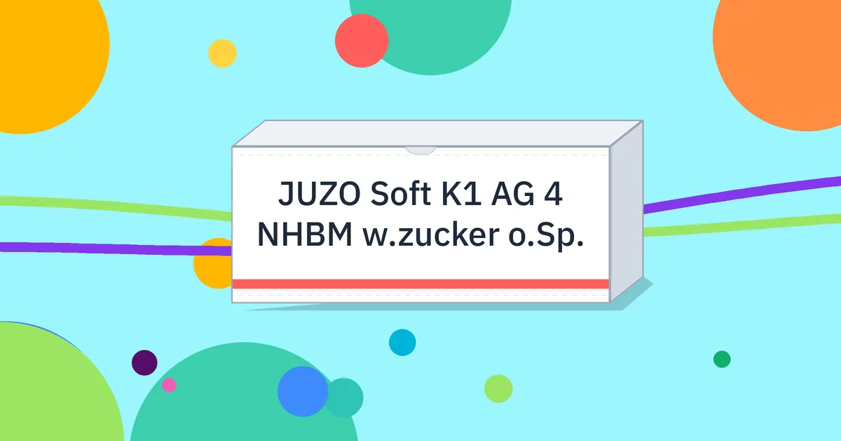 Symbolbild: Packung mit der Aufschrift JUZO Soft K1 AG 4 NHBM w.zucker o.Sp. (PZN 14995854) – Verfügbarkeit und Bezug in Apotheken in Frankfurt am Main
