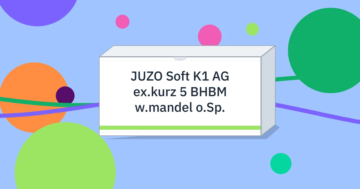 Symbolbild: Packung mit der Aufschrift JUZO Soft K1 AG ex.kurz 5 BHBM w.mandel o.Sp. (PZN 14866393) – Verfügbarkeit und Bezug in Apotheken in Frankfurt am Main