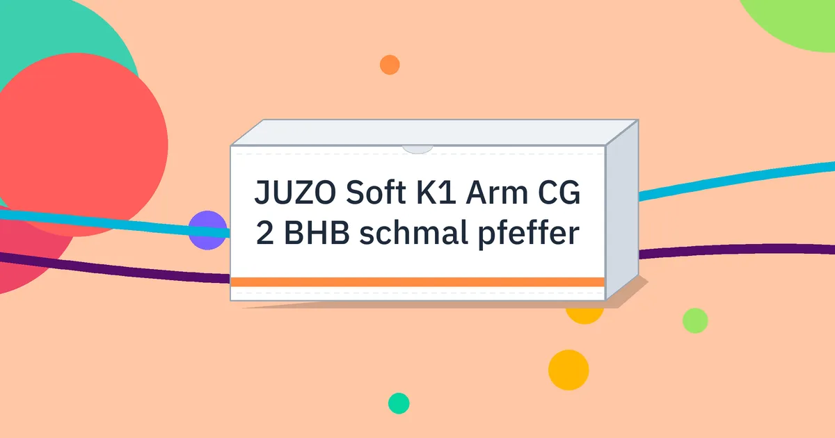 Symbolbild: Packung mit der Aufschrift JUZO Soft K1 Arm CG 2 BHB schmal pfeffer (PZN 15507472) – Verfügbarkeit und Bezug in Apotheken in Frankfurt am Main