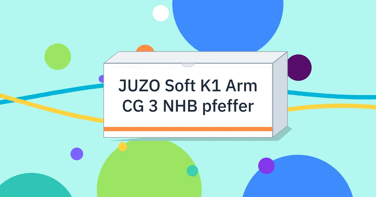 Symbolbild: Packung mit der Aufschrift JUZO Soft K1 Arm CG 3 NHB pfeffer (PZN 15506923) – Verfügbarkeit und Bezug in Apotheken in Frankfurt am Main
