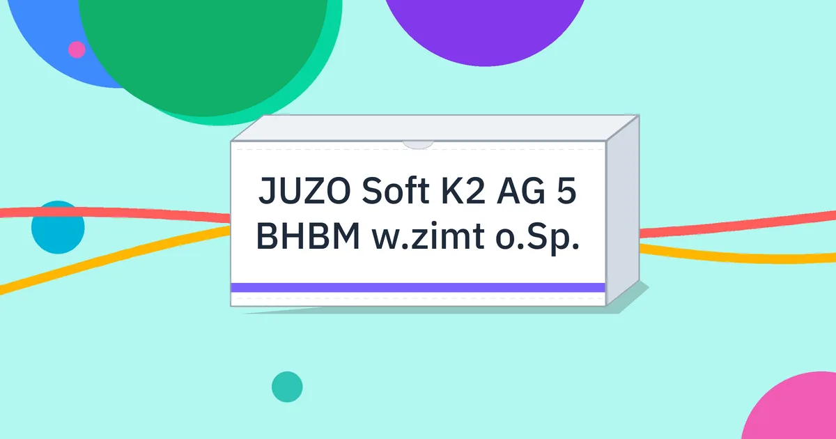 Symbolbild: Packung mit der Aufschrift JUZO Soft K2 AG 5 BHBM w.zimt o.Sp. (PZN 14868713) – Verfügbarkeit und Bezug in Apotheken in Frankfurt am Main