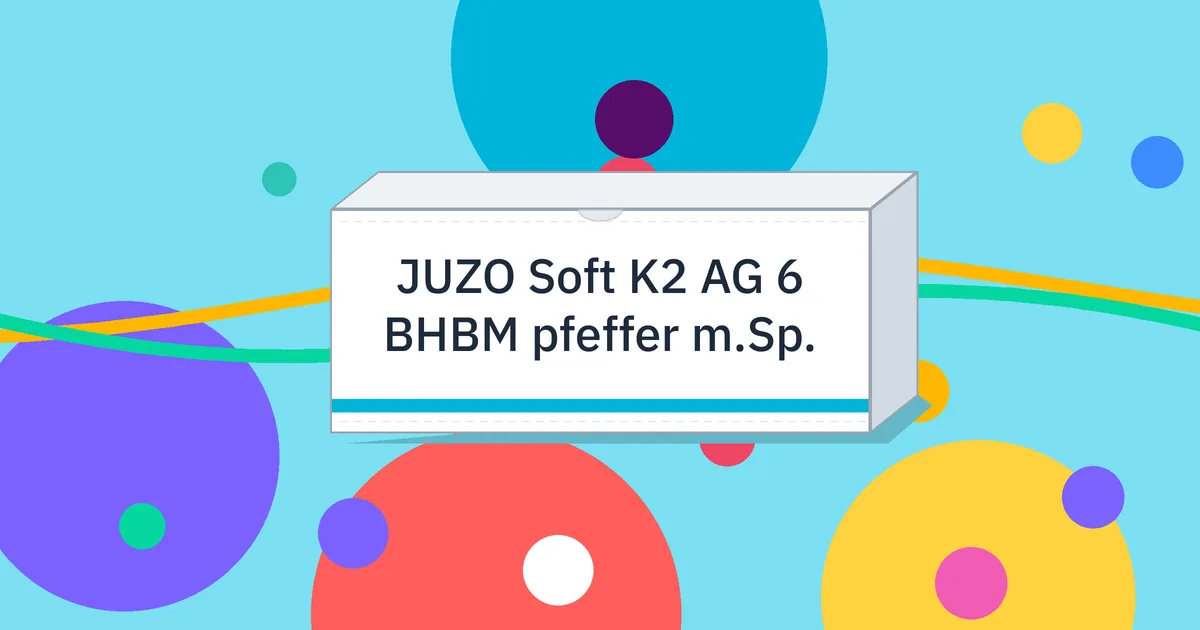 Symbolbild: Packung mit der Aufschrift JUZO Soft K2 AG 6 BHBM pfeffer m.Sp. (PZN 14858790) – Verfügbarkeit und Bezug in Apotheken in Frankfurt am Main