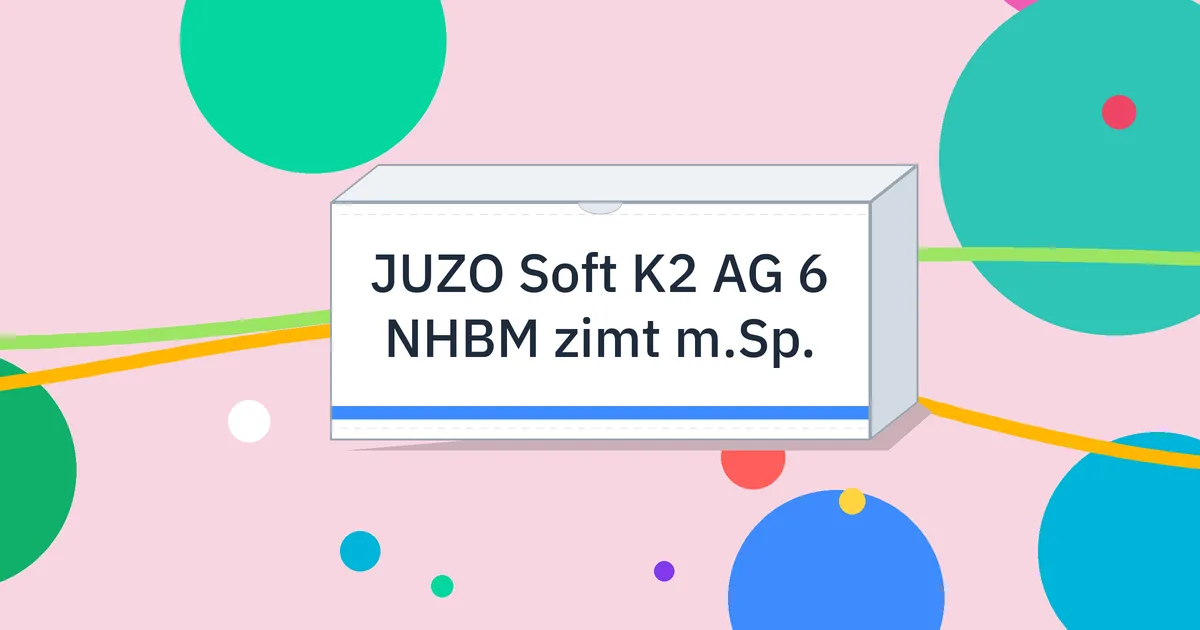 Symbolbild: Packung mit der Aufschrift JUZO Soft K2 AG 6 NHBM zimt m.Sp. (PZN 15019382) – Verfügbarkeit und Bezug in Apotheken in Frankfurt am Main