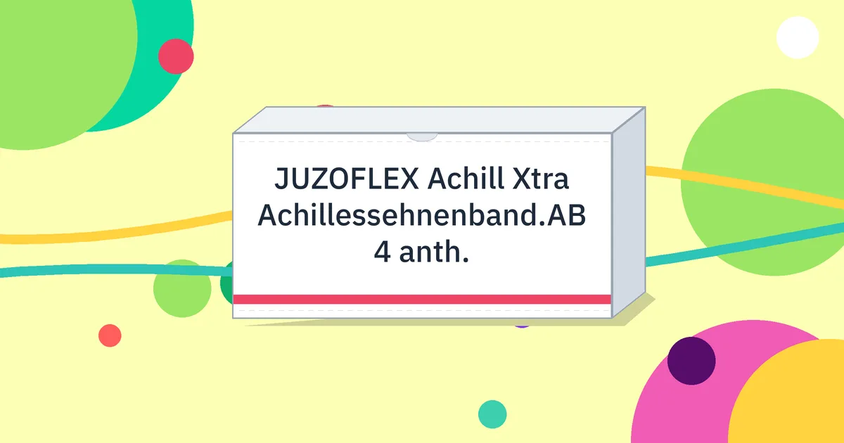Symbolbild: Packung mit der Aufschrift JUZOFLEX Achill Xtra Achillessehnenband.AB 4 anth. (PZN 16634675) – Verfügbarkeit und Bezug in Apotheken in Frankfurt am Main