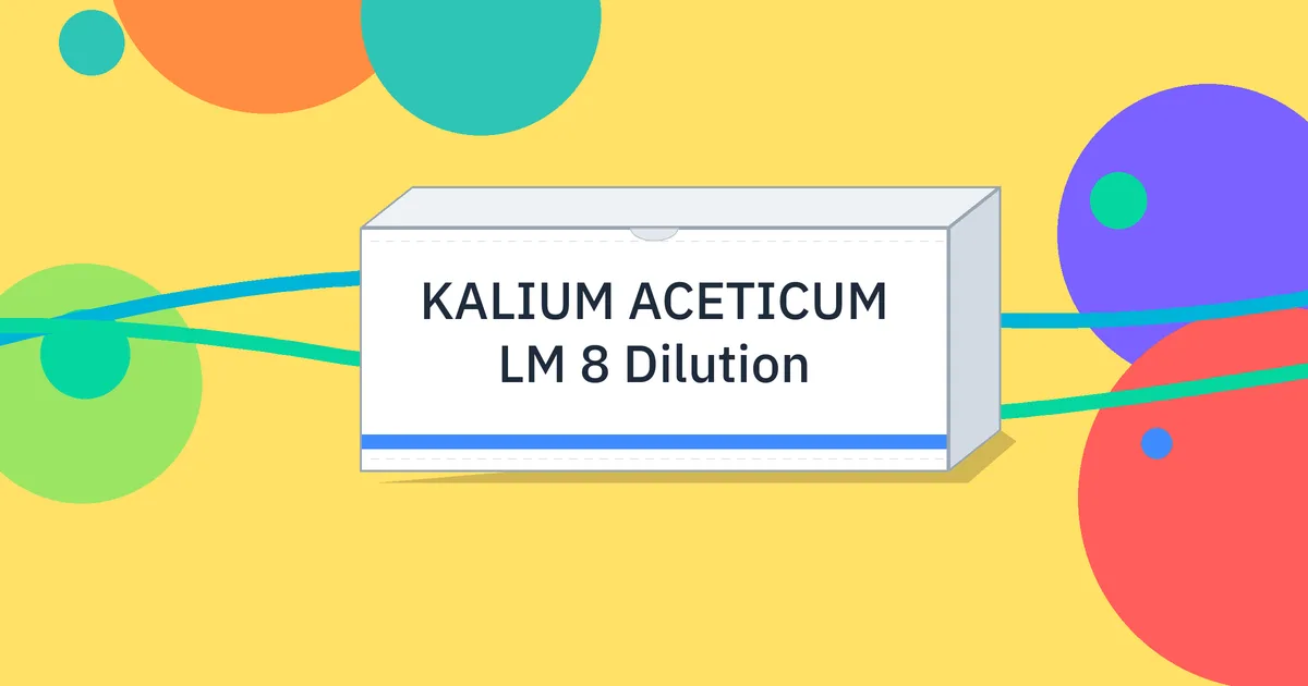 Symbolbild: Packung mit der Aufschrift KALIUM ACETICUM LM 8 Dilution (PZN 12916520) – Verfügbarkeit und Bezug in Apotheken in Frankfurt am Main