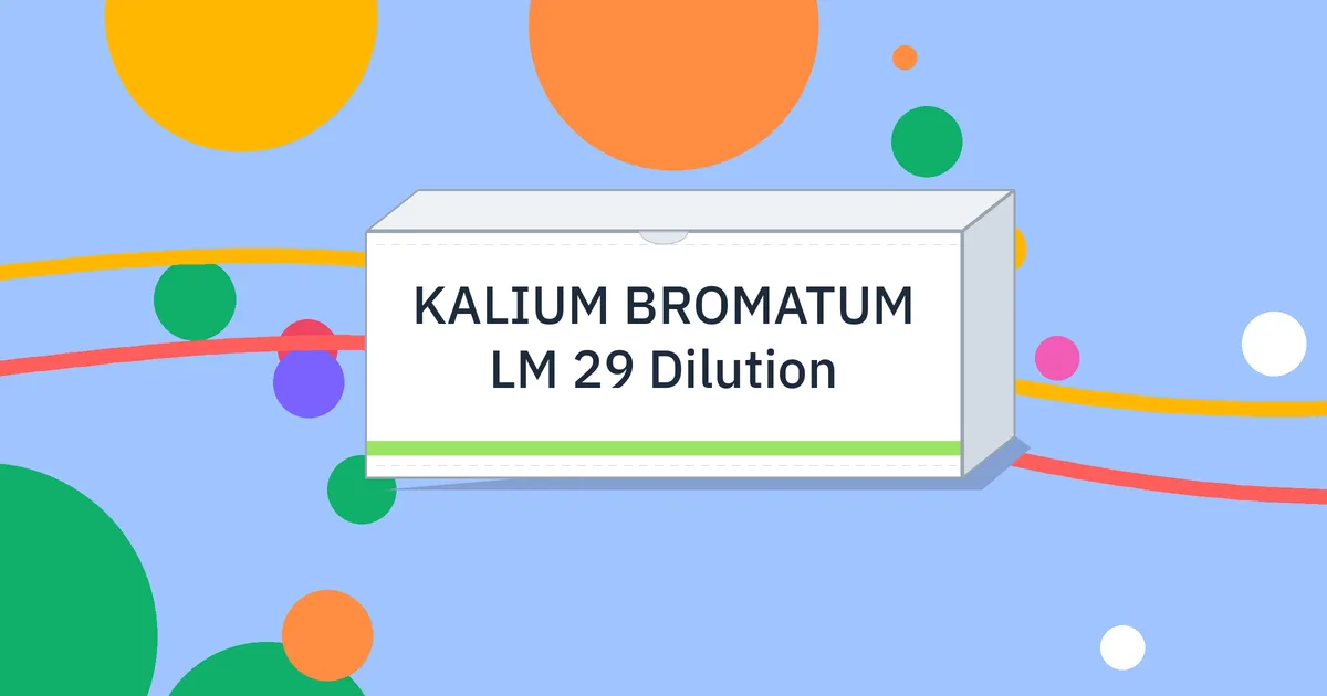 Symbolbild: Packung mit der Aufschrift KALIUM BROMATUM LM 29 Dilution (PZN 12918068) – Verfügbarkeit und Bezug in Apotheken in Frankfurt am Main