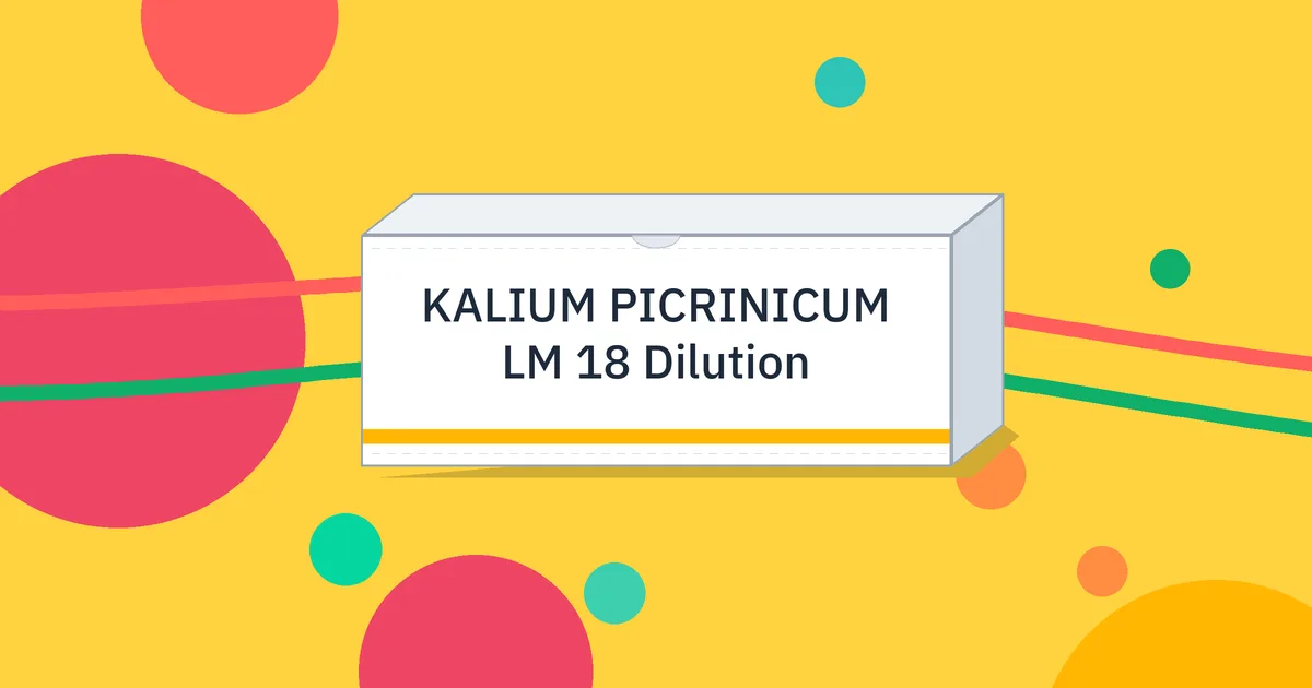 Symbolbild: Packung mit der Aufschrift KALIUM PICRINICUM LM 18 Dilution (PZN 12925068) – Verfügbarkeit und Bezug in Apotheken in Frankfurt am Main