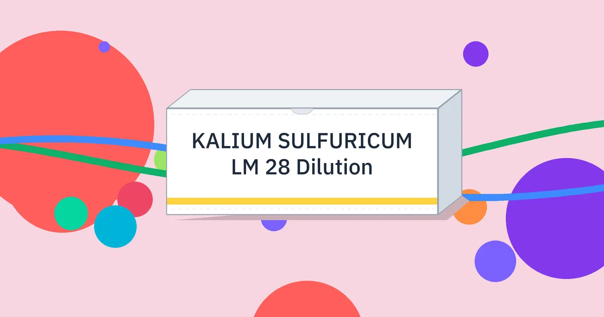 Symbolbild: Packung mit der Aufschrift KALIUM SULFURICUM LM 28 Dilution (PZN 12926487) – Verfügbarkeit und Bezug in Apotheken in Frankfurt am Main