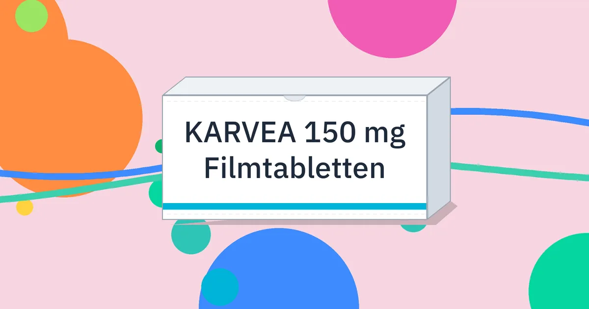 Symbolbild: Packung mit der Aufschrift KARVEA 150 mg Filmtabletten (PZN 20109383) – Verfügbarkeit und Bezug in Apotheken in Frankfurt am Main