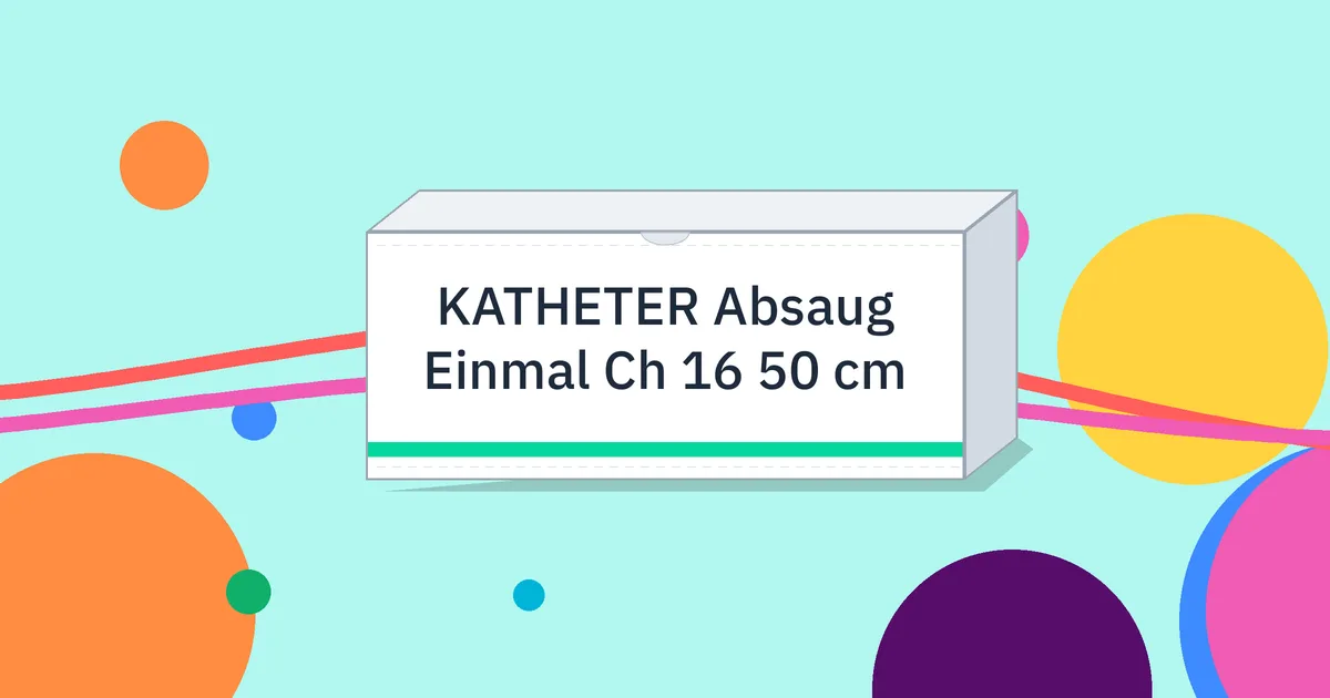 Symbolbild: Packung mit der Aufschrift KATHETER Absaug Einmal Ch 16 50 cm (PZN 02441493) – Verfügbarkeit und Bezug in Apotheken in Frankfurt am Main