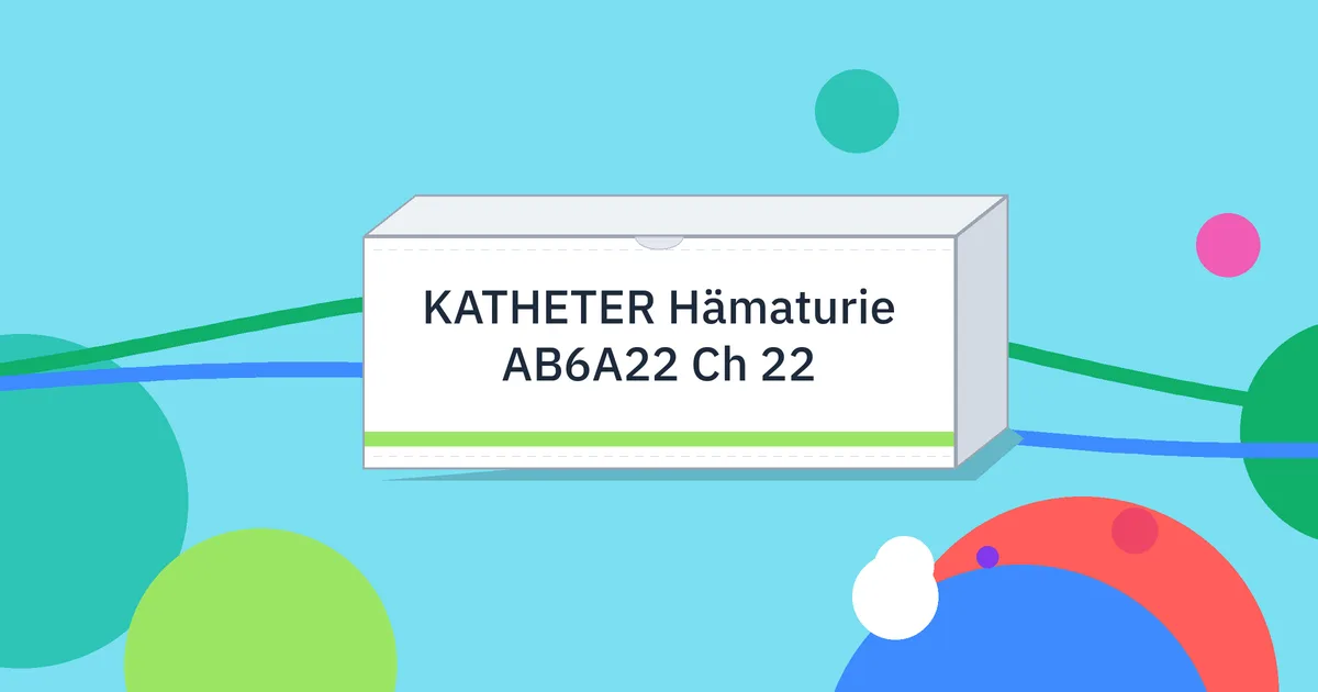 Symbolbild: Packung mit der Aufschrift KATHETER Hämaturie AB6A22 Ch 22 (PZN 00543485) – Verfügbarkeit und Bezug in Apotheken in Frankfurt am Main