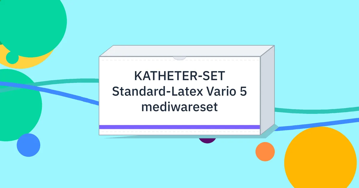 Symbolbild: Packung mit der Aufschrift KATHETER-SET Standard-Latex Vario 5 mediwareset (PZN 19556059) – Verfügbarkeit und Bezug in Apotheken in Frankfurt am Main