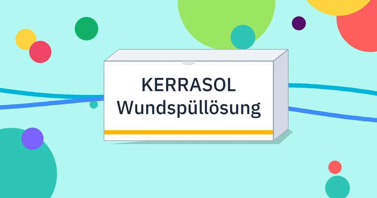 Symbolbild: Packung mit der Aufschrift KERRASOL Wundspüllösung (PZN 11341129) – Verfügbarkeit und Bezug in Apotheken in Frankfurt am Main