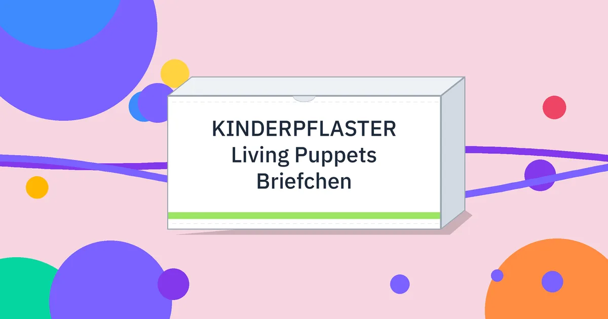 Symbolbild: Packung mit der Aufschrift KINDERPFLASTER Living Puppets Briefchen (PZN 19405389) – Verfügbarkeit und Bezug in Apotheken in Frankfurt am Main