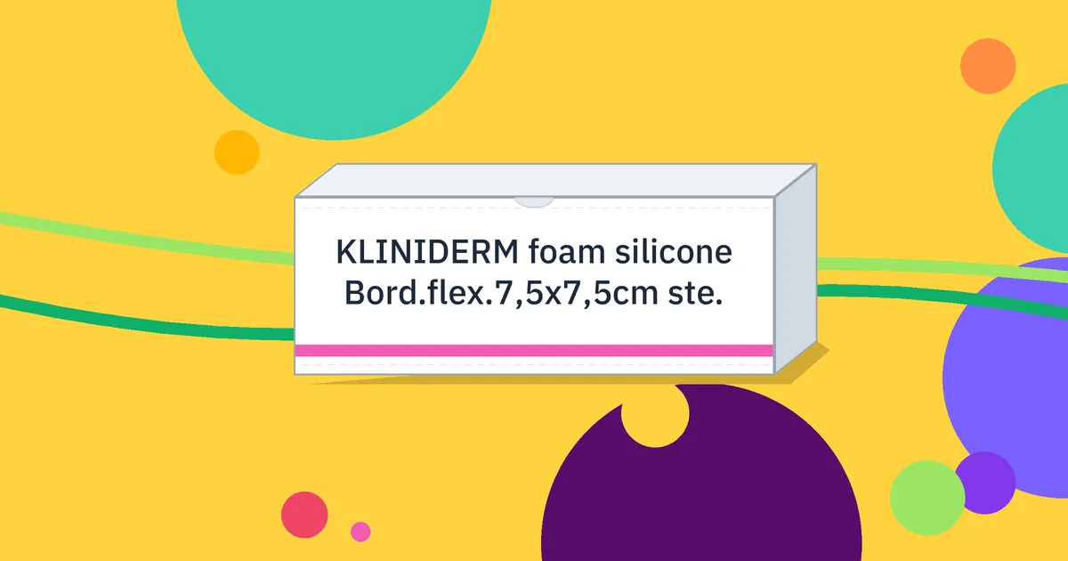 Symbolbild: Packung mit der Aufschrift KLINIDERM foam silicone Bord.flex.7,5x7,5cm ste. (PZN 19868988) – Verfügbarkeit und Bezug in Apotheken in Frankfurt am Main
