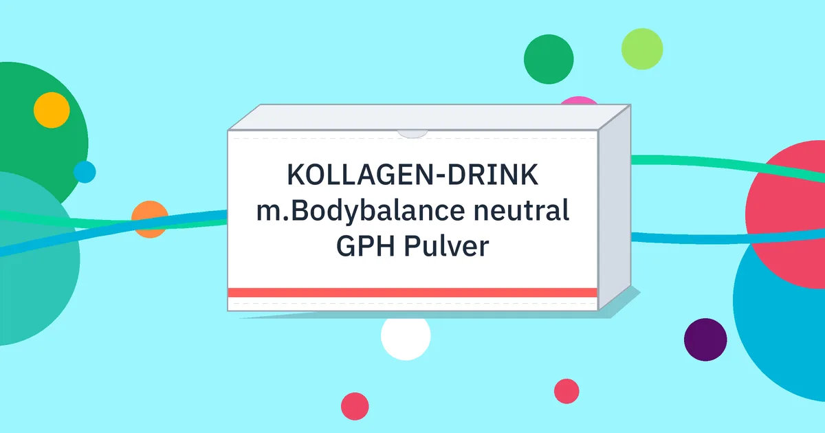 Symbolbild: Packung mit der Aufschrift KOLLAGEN-DRINK m.Bodybalance neutral GPH Pulver (PZN 20808164) – Verfügbarkeit und Bezug in Apotheken in Frankfurt am Main