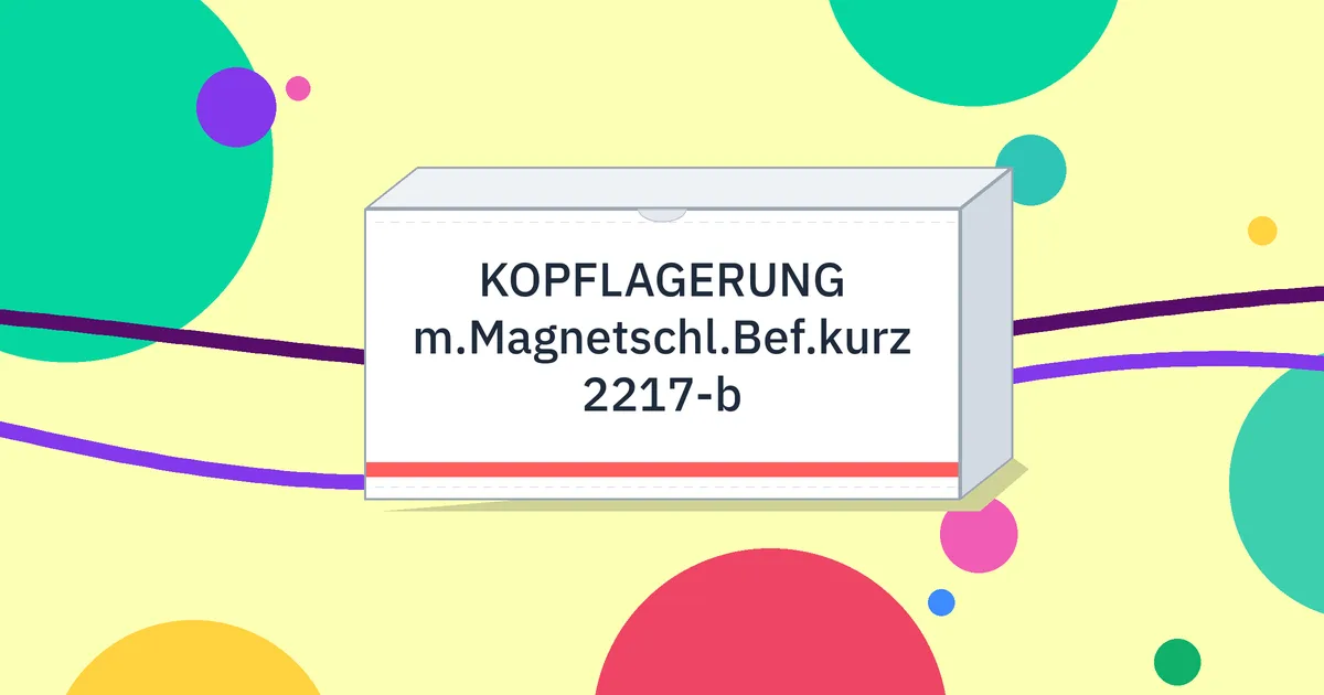 Symbolbild: Packung mit der Aufschrift KOPFLAGERUNG m.Magnetschl.Bef.kurz 2217-b (PZN 14297831) – Verfügbarkeit und Bezug in Apotheken in Frankfurt am Main