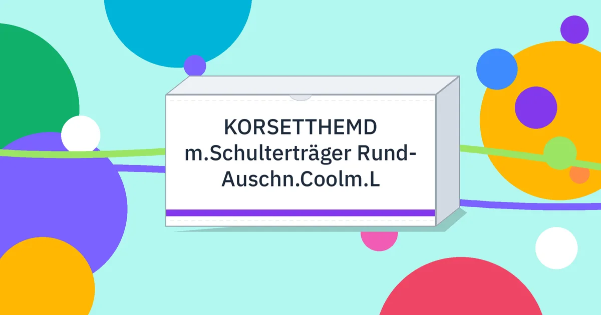 Symbolbild: Packung mit der Aufschrift KORSETTHEMD m.Schulterträger Rund-Auschn.Coolm.L (PZN 09639471) – Verfügbarkeit und Bezug in Apotheken in Frankfurt am Main
