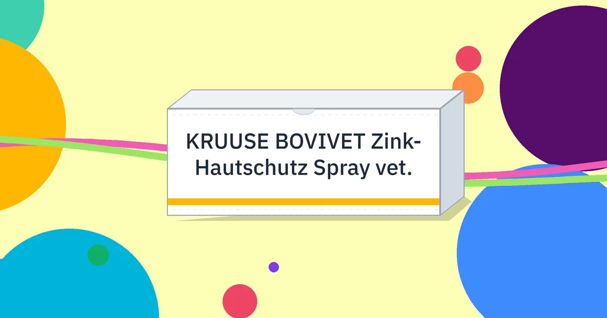 Symbolbild: Packung mit der Aufschrift KRUUSE BOVIVET Zink-Hautschutz Spray vet. (PZN 18444134) – Verfügbarkeit und Bezug in Apotheken in Frankfurt am Main