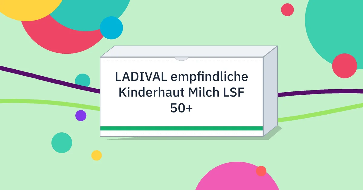Symbolbild: Packung mit der Aufschrift LADIVAL empfindliche Kinderhaut Milch LSF 50+ (PZN 19362734) – Verfügbarkeit und Bezug in Apotheken in Frankfurt am Main