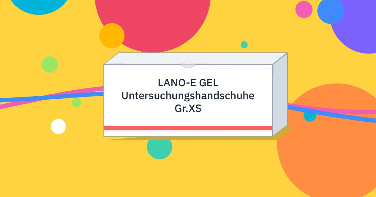 Symbolbild: Packung mit der Aufschrift LANO-E GEL Untersuchungshandschuhe Gr.XS (PZN 04010596) – Verfügbarkeit und Bezug in Apotheken in Frankfurt am Main
