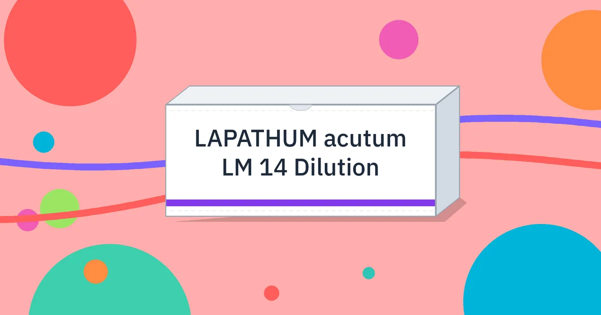 Symbolbild: Packung mit der Aufschrift LAPATHUM acutum LM 14 Dilution (PZN 13522705) – Verfügbarkeit und Bezug in Apotheken in Frankfurt am Main