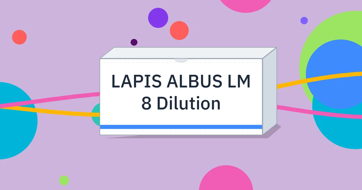 Symbolbild: Packung mit der Aufschrift LAPIS ALBUS LM 8 Dilution (PZN 13523099) – Verfügbarkeit und Bezug in Apotheken in Frankfurt am Main