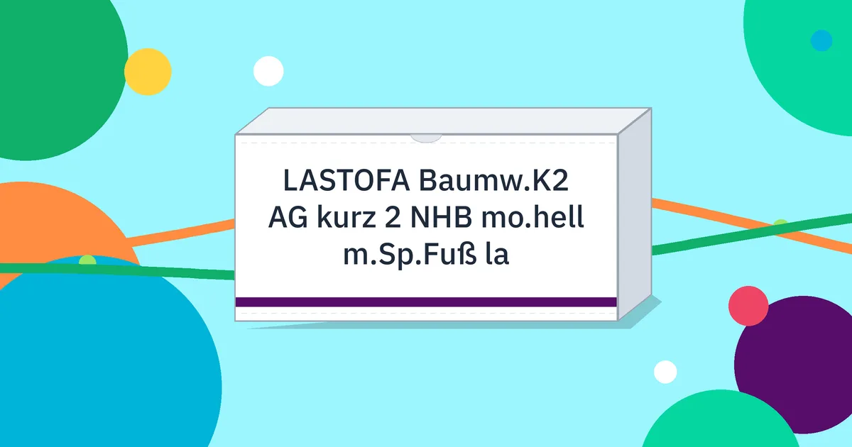 Symbolbild: Packung mit der Aufschrift LASTOFA Baumw.K2 AG kurz 2 NHB mo.hell m.Sp.Fuß la (PZN 01947753) – Verfügbarkeit und Bezug in Apotheken in Frankfurt am Main