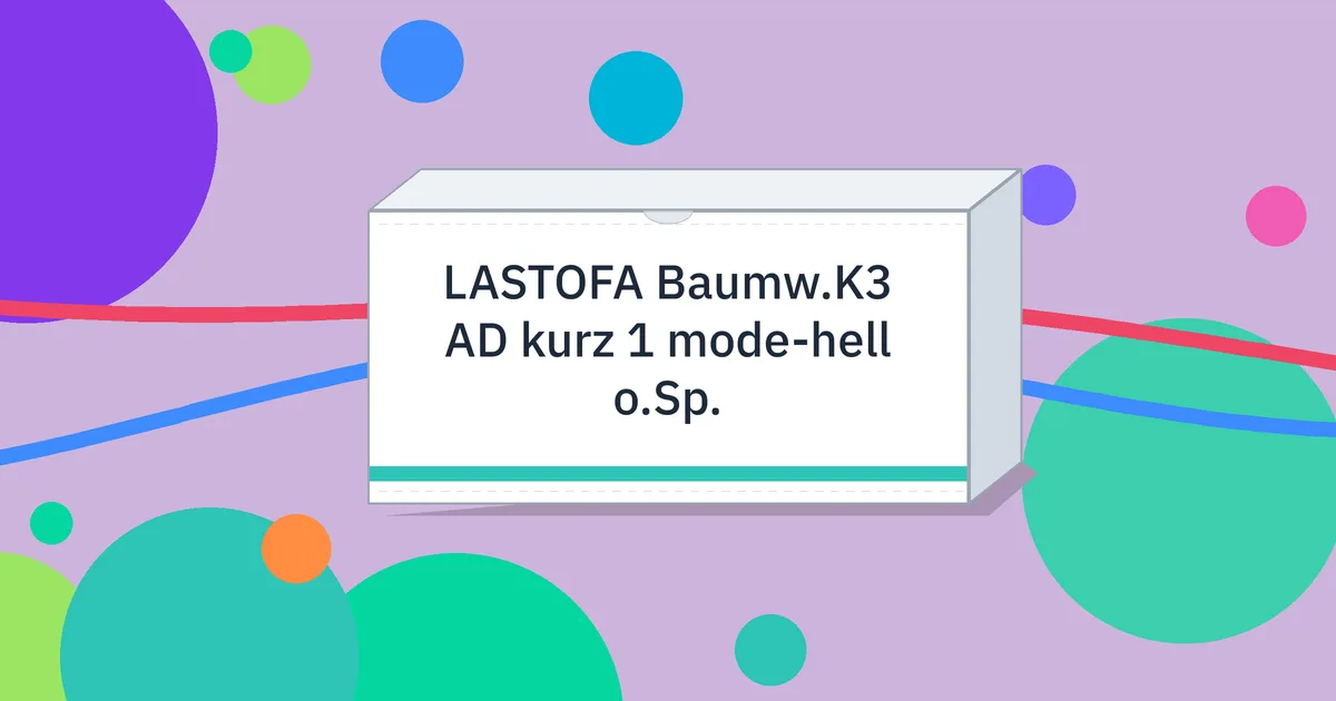 Symbolbild: Packung mit der Aufschrift LASTOFA Baumw.K3 AD kurz 1 mode-hell o.Sp. (PZN 01953713) – Verfügbarkeit und Bezug in Apotheken in Frankfurt am Main