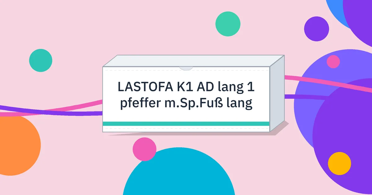 Symbolbild: Packung mit der Aufschrift LASTOFA K1 AD lang 1 pfeffer m.Sp.Fuß lang (PZN 13786479) – Verfügbarkeit und Bezug in Apotheken in Frankfurt am Main