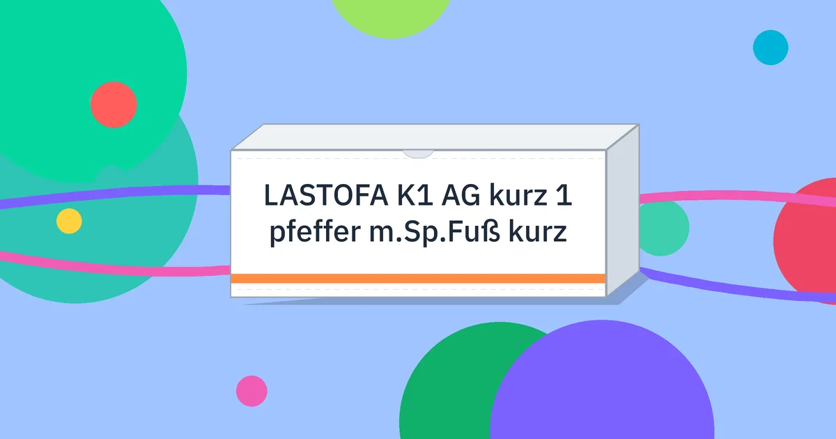 Symbolbild: Packung mit der Aufschrift LASTOFA K1 AG kurz 1 pfeffer m.Sp.Fuß kurz (PZN 13789348) – Verfügbarkeit und Bezug in Apotheken in Frankfurt am Main