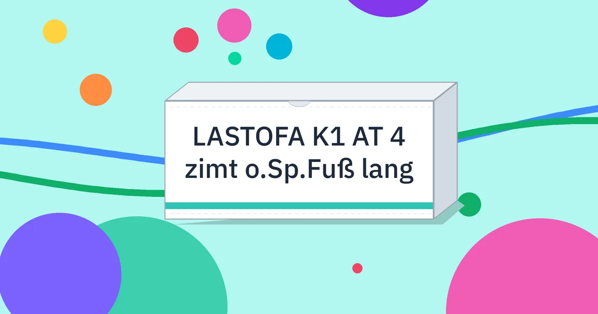 Symbolbild: Packung mit der Aufschrift LASTOFA K1 AT 4 zimt o.Sp.Fuß lang (PZN 14150996) – Verfügbarkeit und Bezug in Apotheken in Frankfurt am Main