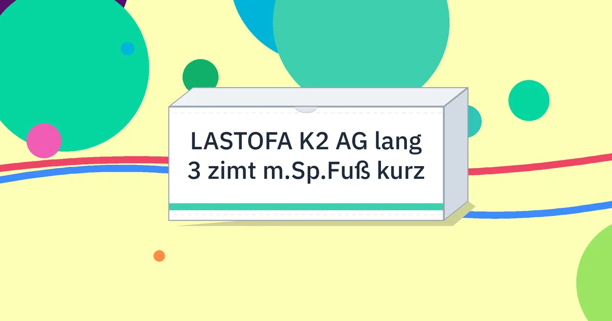 Symbolbild: Packung mit der Aufschrift LASTOFA K2 AG lang 3 zimt m.Sp.Fuß kurz (PZN 13803982) – Verfügbarkeit und Bezug in Apotheken in Frankfurt am Main