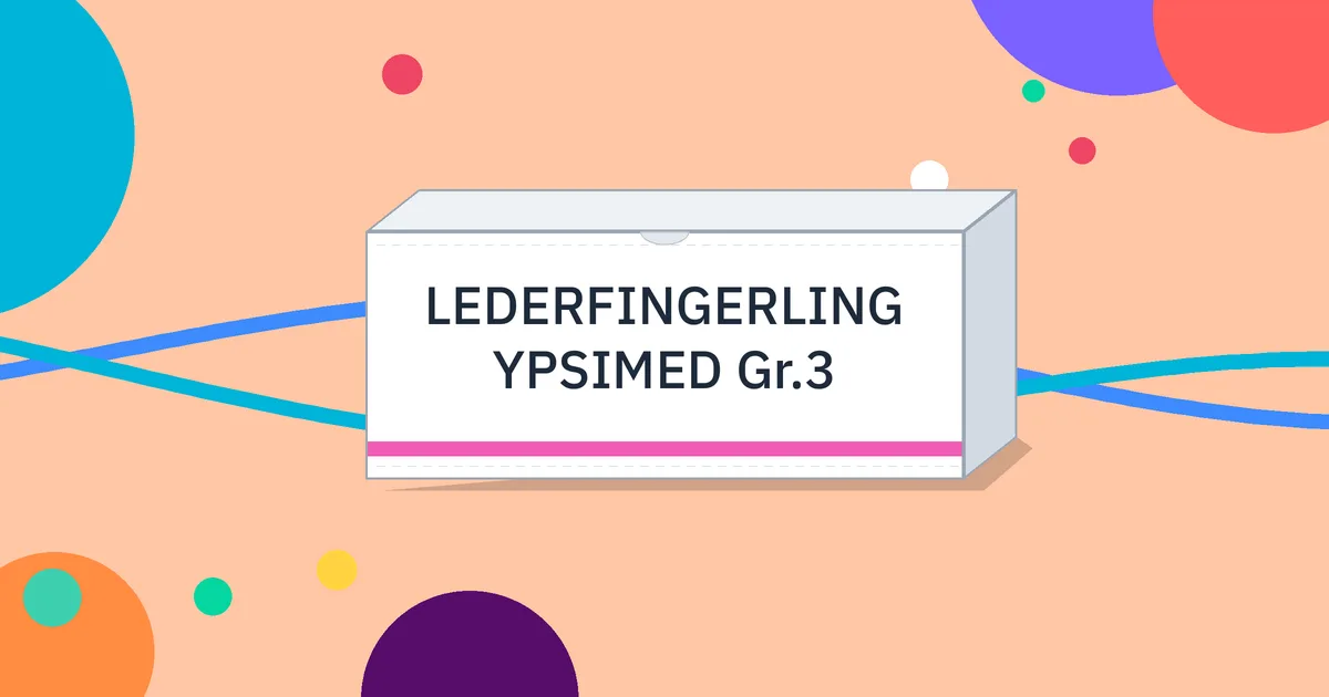 Symbolbild: Packung mit der Aufschrift LEDERFINGERLING YPSIMED Gr.3 (PZN 03879903) – Verfügbarkeit und Bezug in Apotheken in Frankfurt am Main