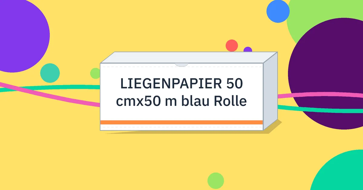 Symbolbild: Packung mit der Aufschrift LIEGENPAPIER 50 cmx50 m blau Rolle (PZN 07321701) – Verfügbarkeit und Bezug in Apotheken in Frankfurt am Main