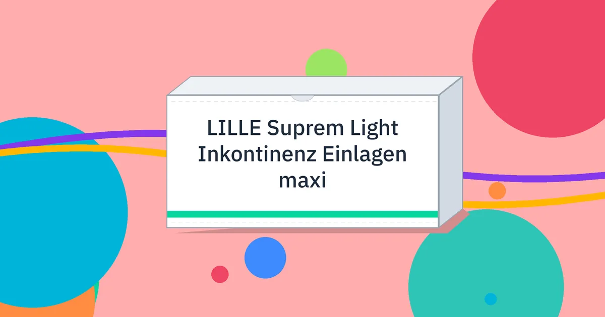 Symbolbild: Packung mit der Aufschrift LILLE Suprem Light Inkontinenz Einlagen maxi (PZN 19202479) – Verfügbarkeit und Bezug in Apotheken in Frankfurt am Main