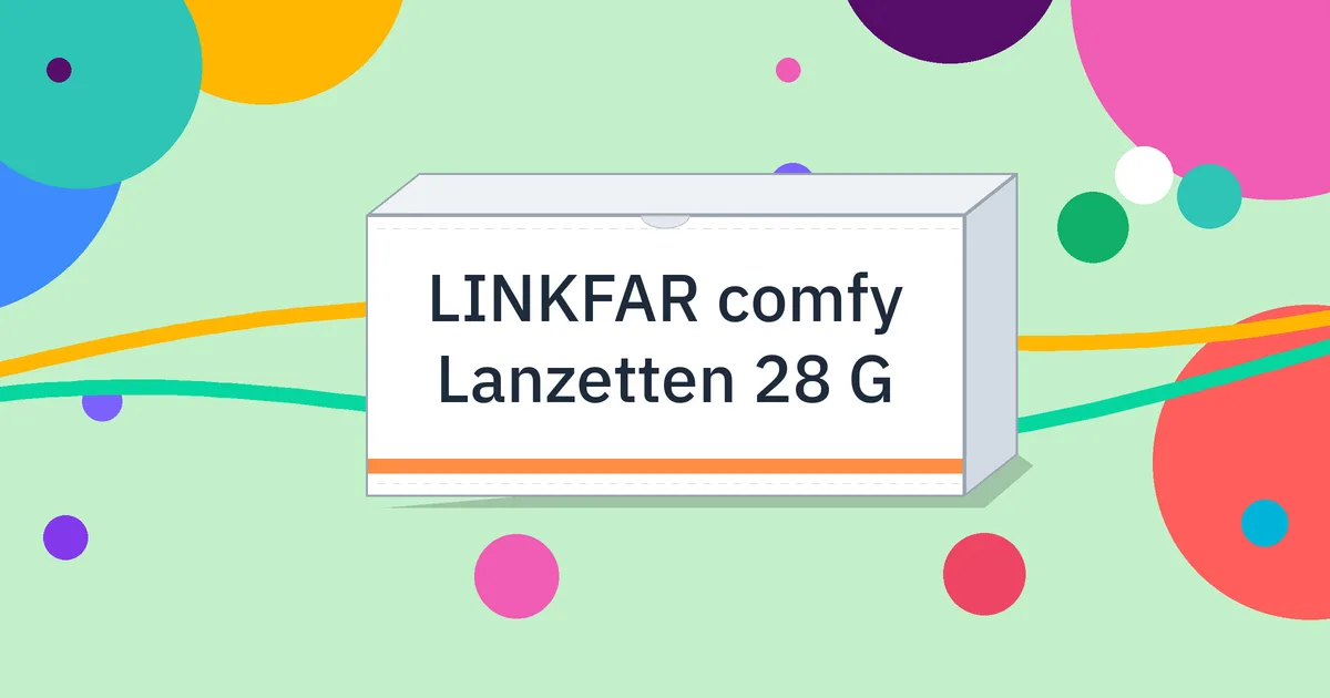 Symbolbild: Packung mit der Aufschrift LINKFAR comfy Lanzetten 28 G (PZN 19124638) – Verfügbarkeit und Bezug in Apotheken in Frankfurt am Main