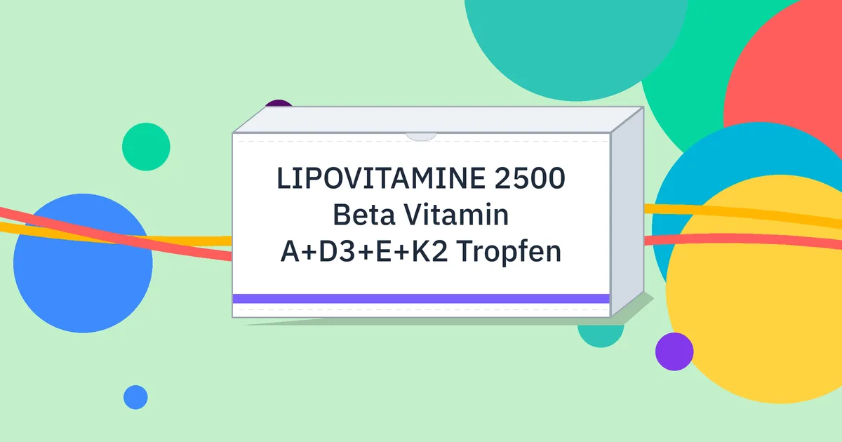 Symbolbild: Packung mit der Aufschrift LIPOVITAMINE 2500 Beta Vitamin A+D3+E+K2 Tropfen (PZN 19856293) – Verfügbarkeit und Bezug in Apotheken in Frankfurt am Main
