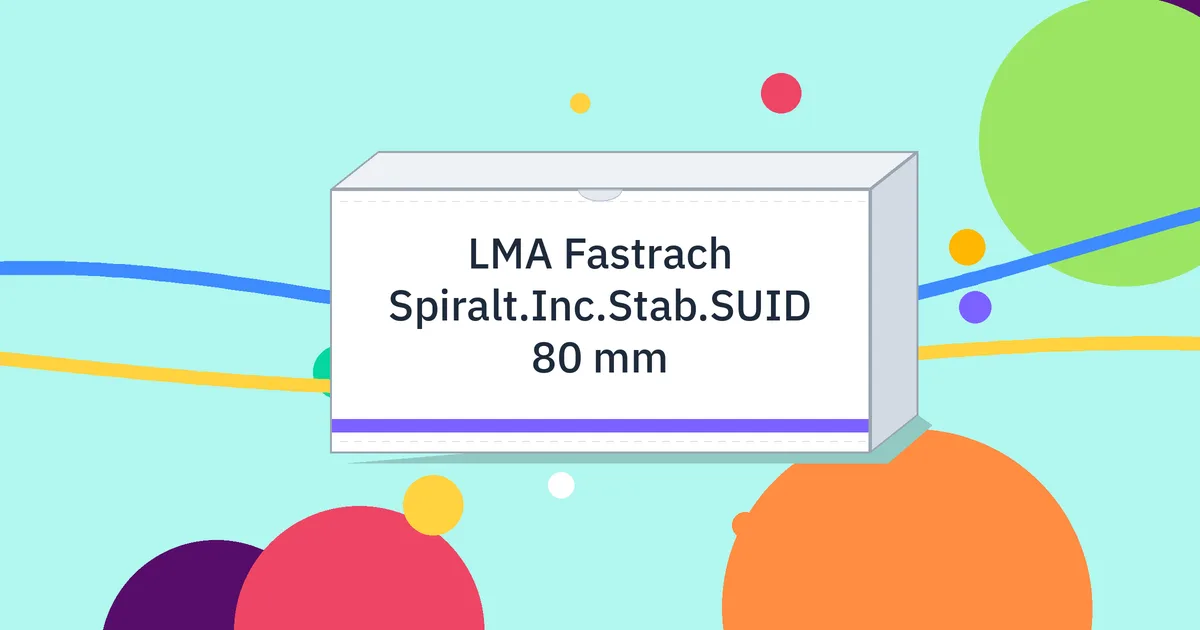 Symbolbild: Packung mit der Aufschrift LMA Fastrach Spiralt.Inc.Stab.SUID 80 mm (PZN 10849191) – Verfügbarkeit und Bezug in Apotheken in Frankfurt am Main