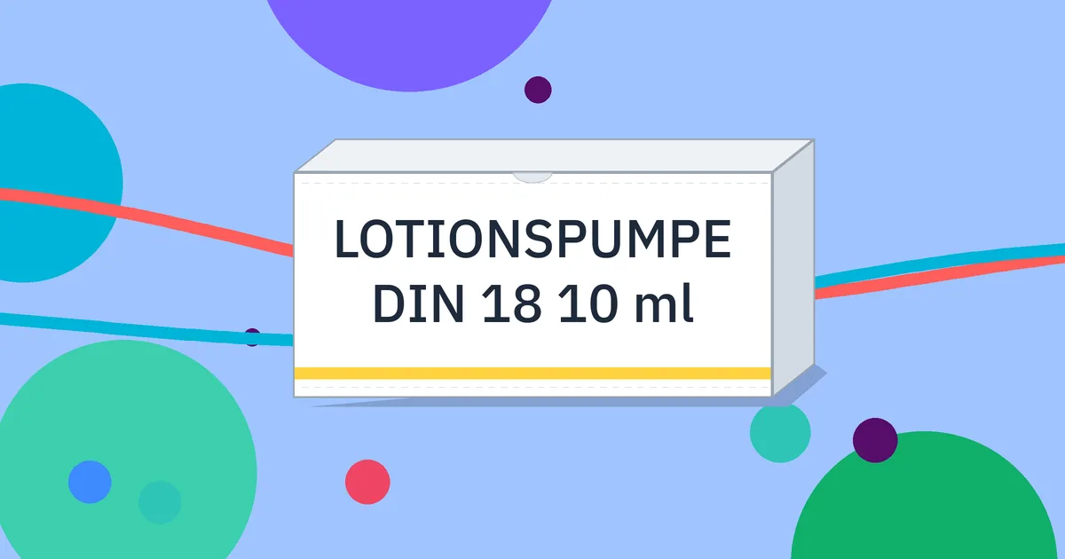 Symbolbild: Packung mit der Aufschrift LOTIONSPUMPE DIN 18 10 ml (PZN 18404212) – Verfügbarkeit und Bezug in Apotheken in Frankfurt am Main