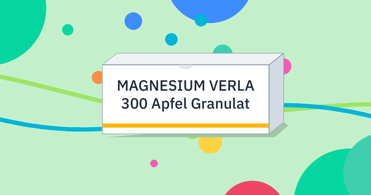 Symbolbild: Packung mit der Aufschrift MAGNESIUM VERLA 300 Apfel Granulat (PZN 10405092) – Verfügbarkeit und Bezug in Apotheken in Frankfurt am Main