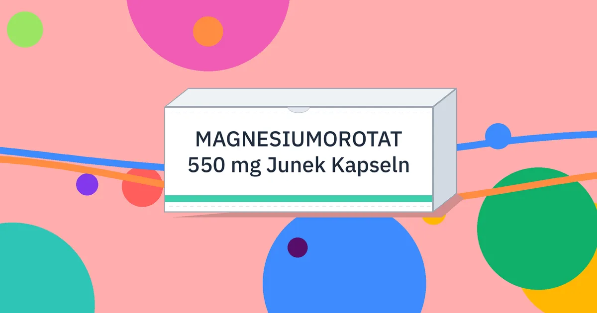 Symbolbild: Packung mit der Aufschrift MAGNESIUMOROTAT 550 mg Junek Kapseln (PZN 11176908) – Verfügbarkeit und Bezug in Apotheken in Frankfurt am Main