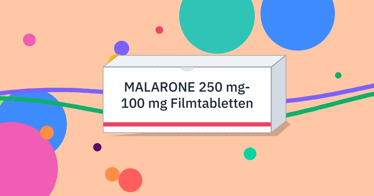 Symbolbild: Packung mit der Aufschrift MALARONE 250 mg-100 mg Filmtabletten (PZN 14276697) – Verfügbarkeit und Bezug in Apotheken in Frankfurt am Main