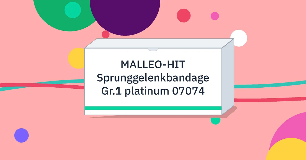 Symbolbild: Packung mit der Aufschrift MALLEO-HIT Sprunggelenkbandage Gr.1 platinum 07074 (PZN 06114638) – Verfügbarkeit und Bezug in Apotheken in Frankfurt am Main