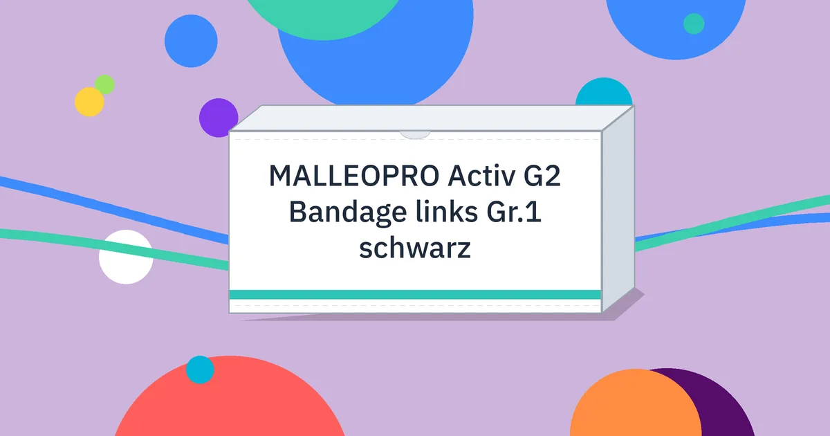 Symbolbild: Packung mit der Aufschrift MALLEOPRO Activ G2 Bandage links Gr.1 schwarz (PZN 09730852) – Verfügbarkeit und Bezug in Apotheken in Frankfurt am Main