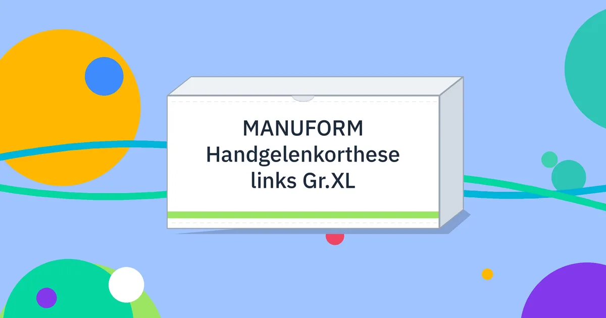 Symbolbild: Packung mit der Aufschrift MANUFORM Handgelenkorthese links Gr.XL (PZN 15608486) – Verfügbarkeit und Bezug in Apotheken in Frankfurt am Main