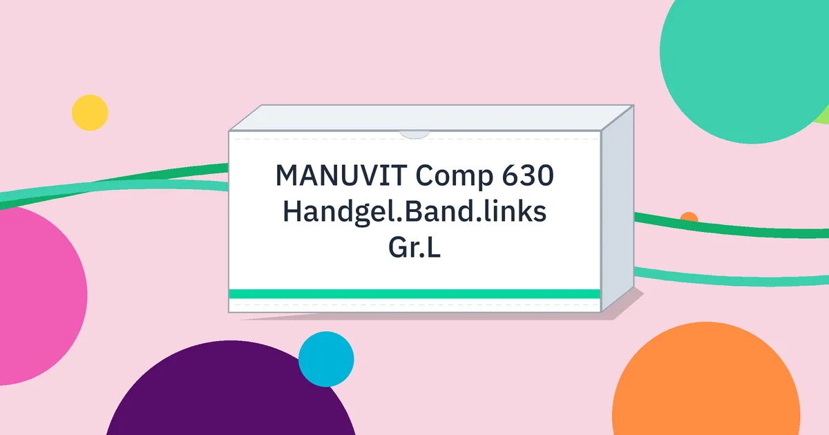 Symbolbild: Packung mit der Aufschrift MANUVIT Comp 630 Handgel.Band.links Gr.L (PZN 09399021) – Verfügbarkeit und Bezug in Apotheken in Frankfurt am Main